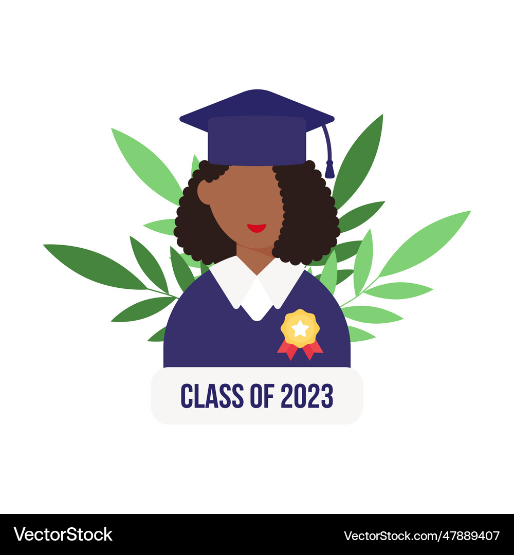 Graduation day smiling student with a medalflat Vector Image