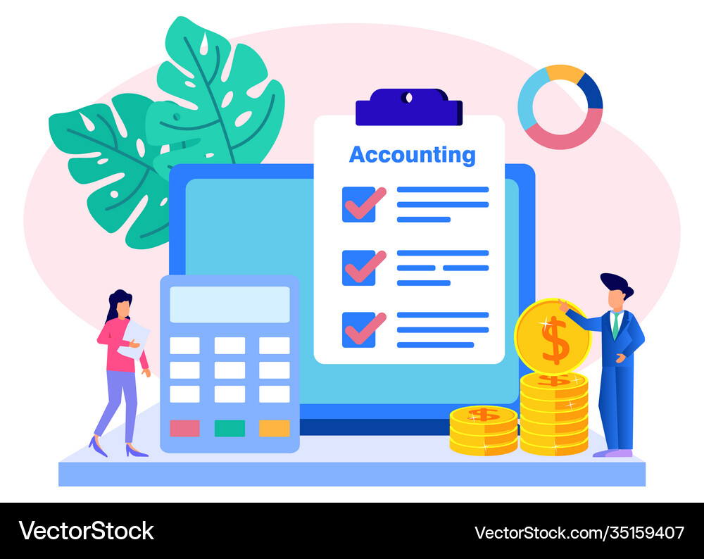 Graphic cartoon character accounting Royalty Free Vector