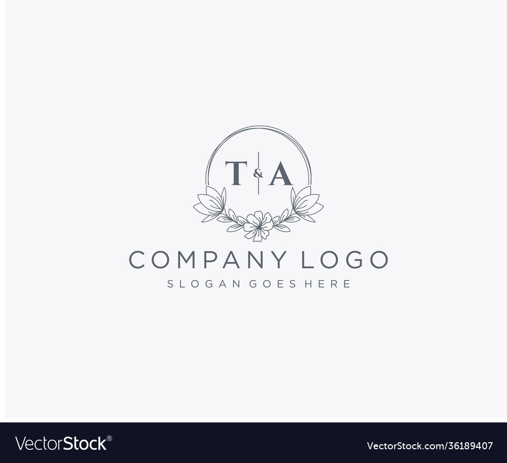 Initial ta letters floral frames unique Royalty Free Vector