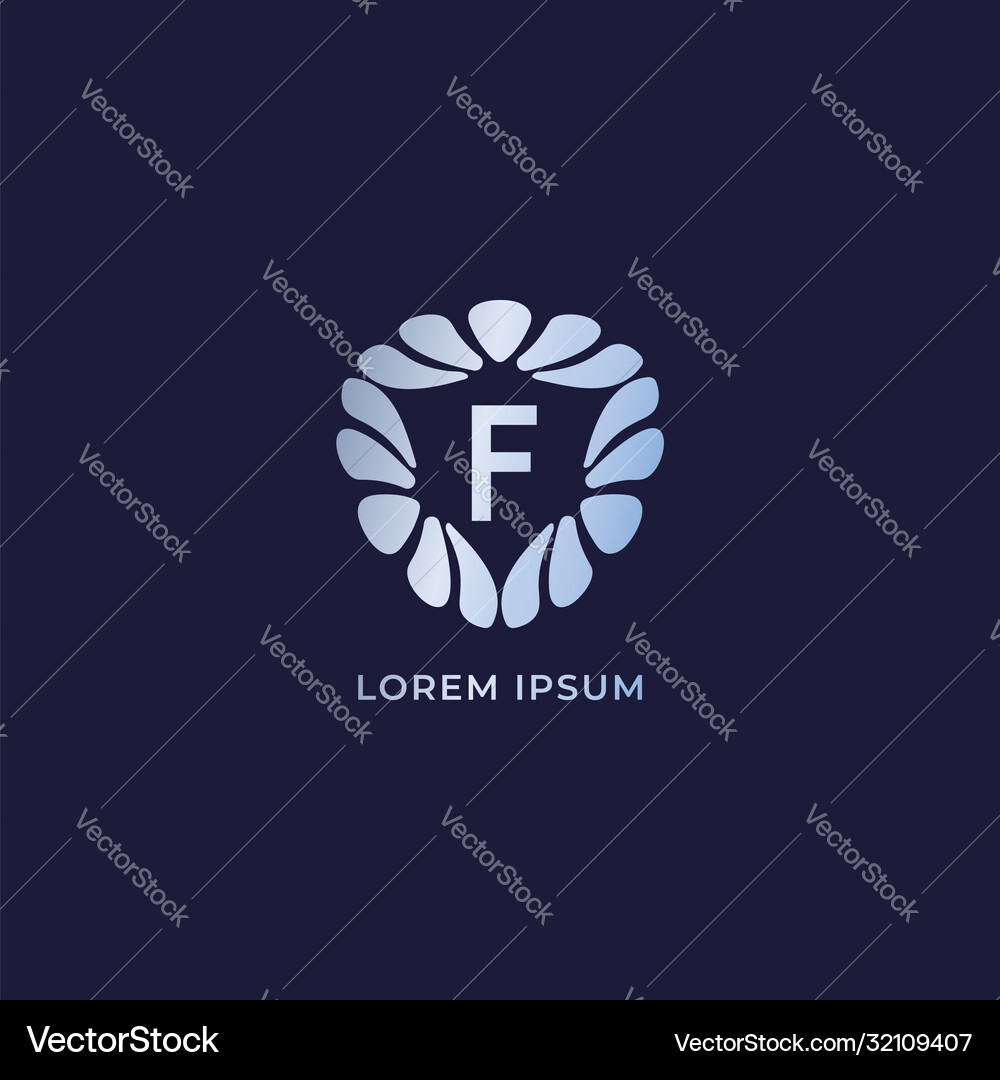Letter f alphabetic logo design template luxury Vector Image
