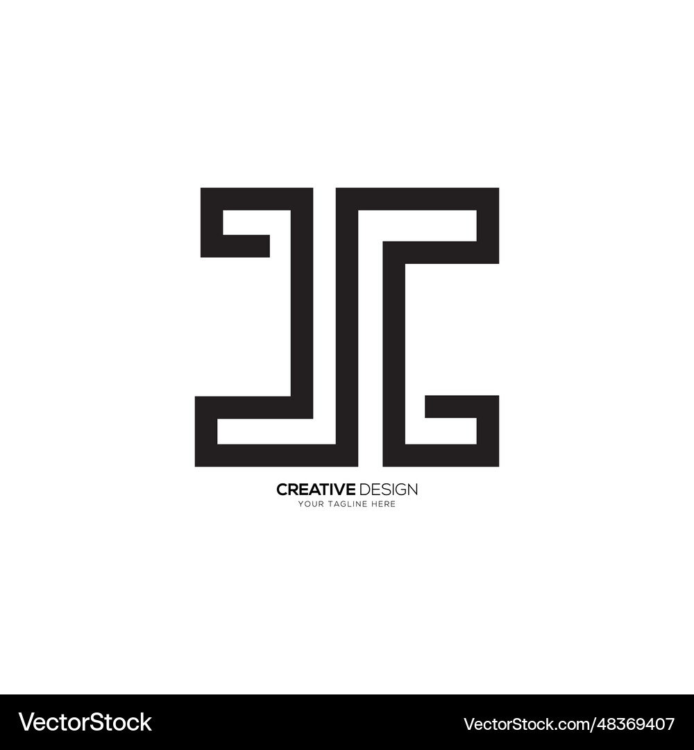 Minimal letter j c unique shape modern line art Vector Image