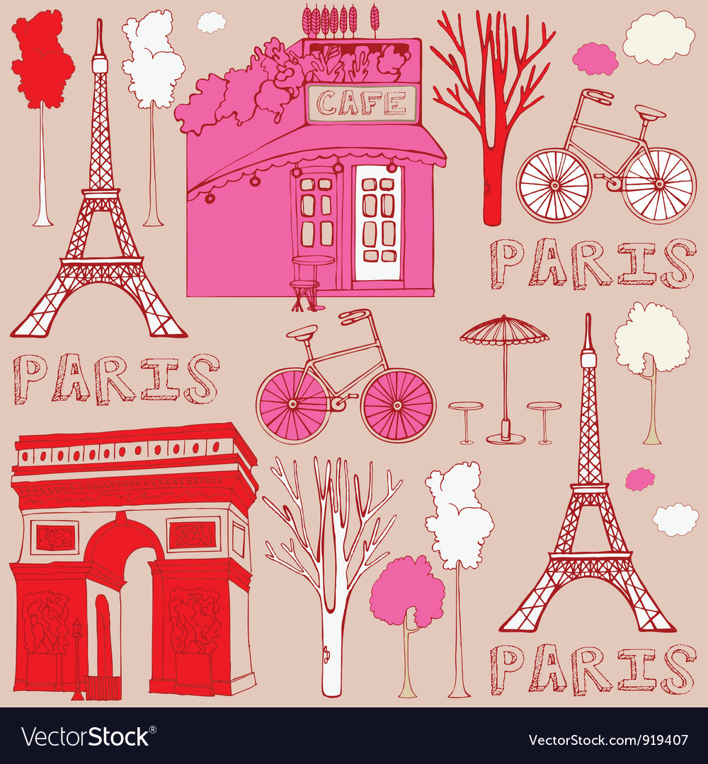Paris elements background Royalty Free Vector Image