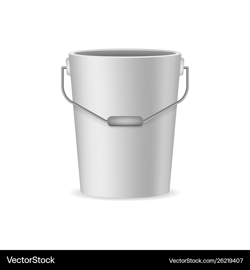 Realistic detailed 3d white bucket and handle Vector Image