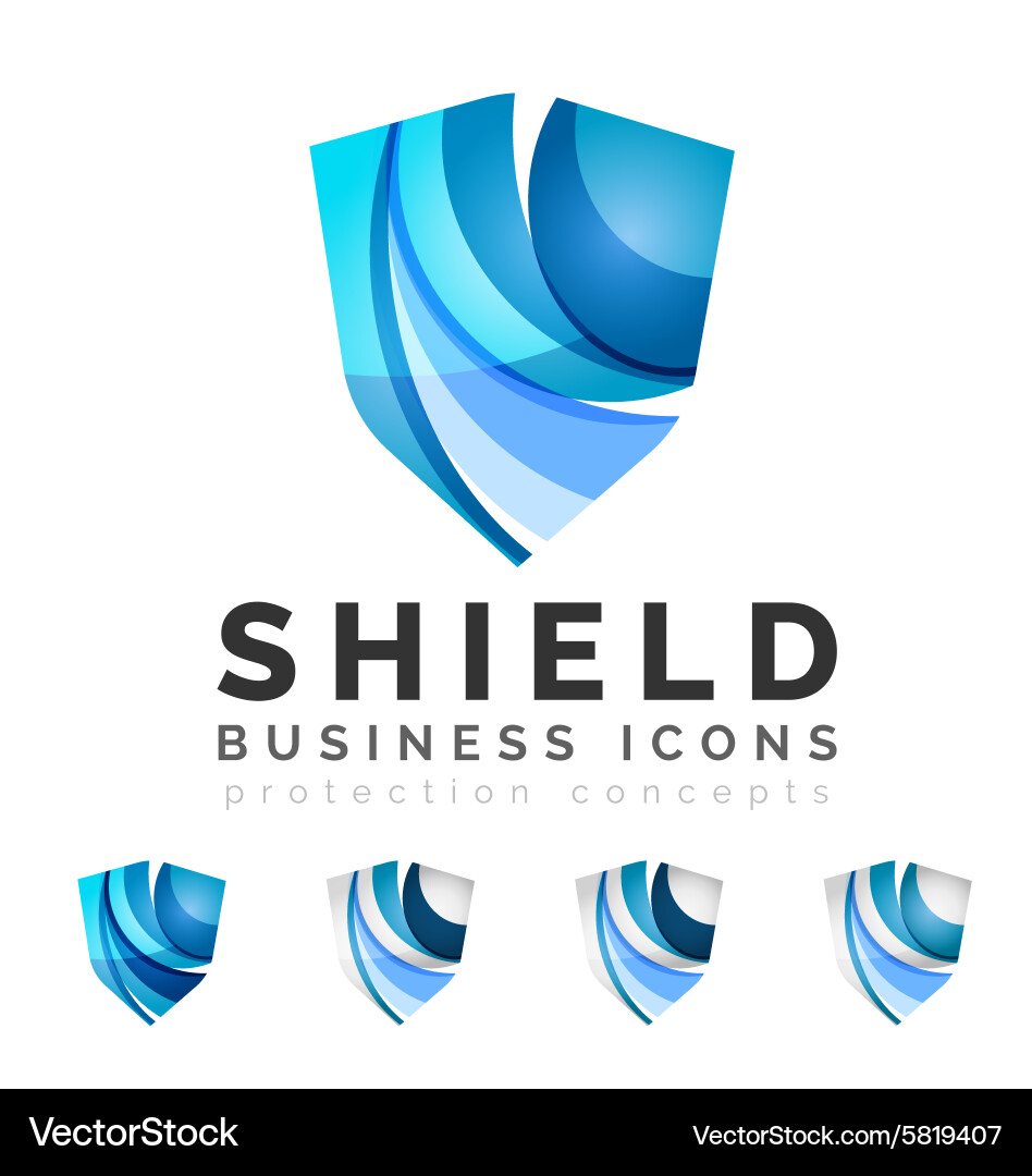 Set of protection shield logo concepts Royalty Free Vector