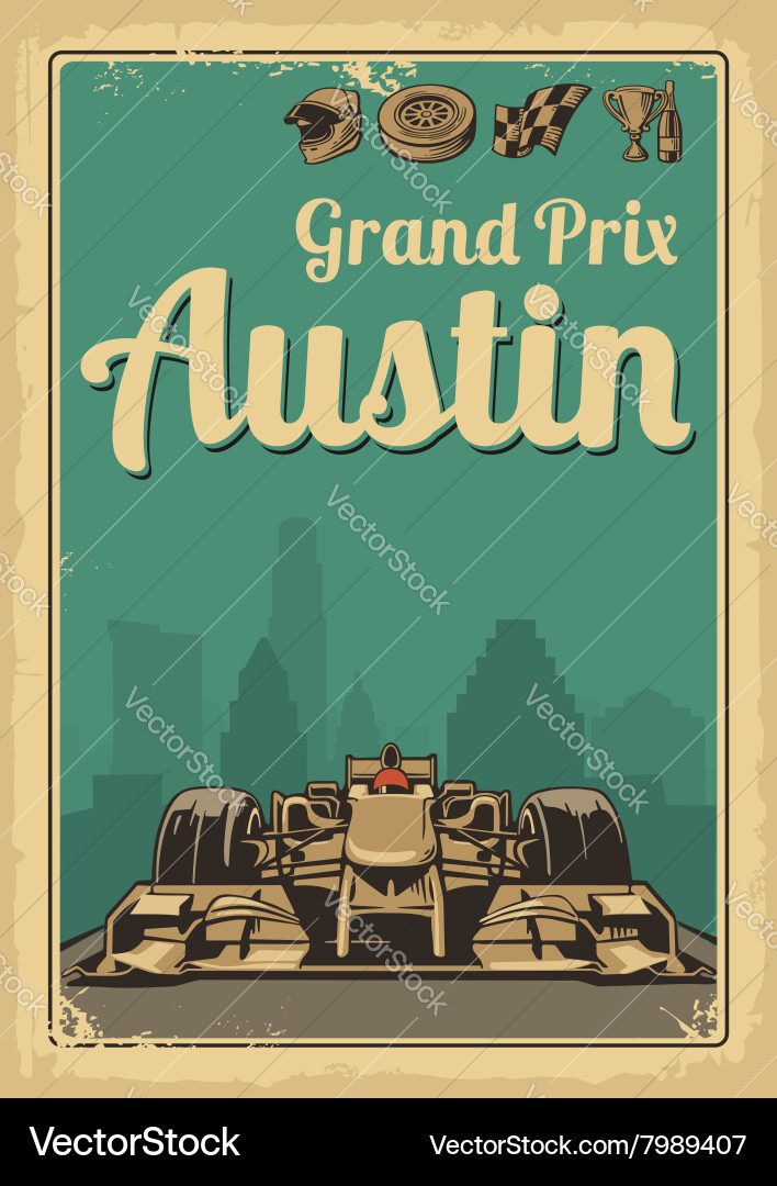 Vintage poster grand prix austin Royalty Free Vector Image