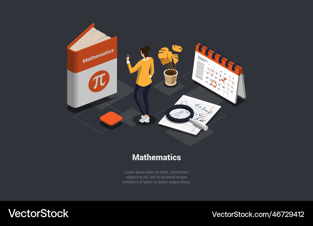 Concept of mathematics study subject education Vector Image
