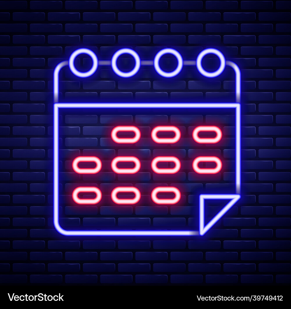 Glowing neon line school timetable icon isolated Vector Image