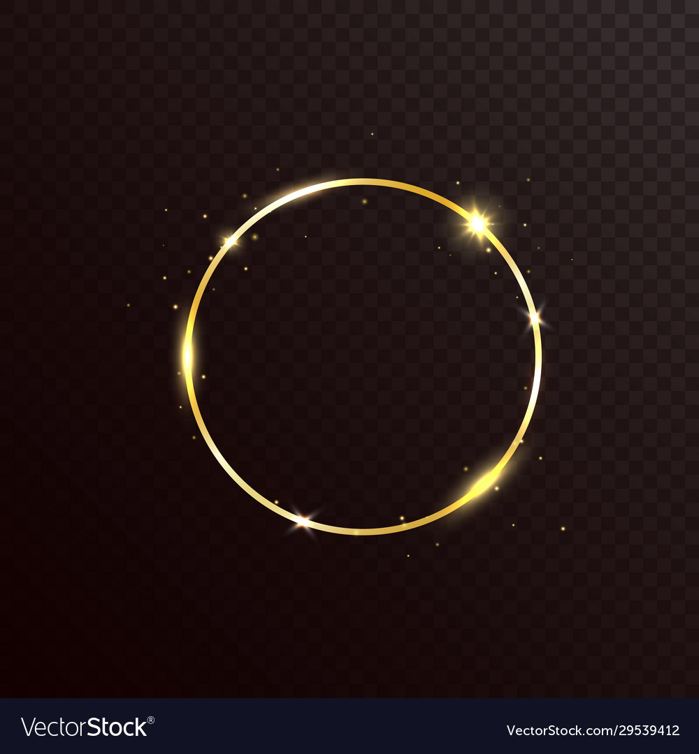 Gold glitter circle frame with light effect Vector Image