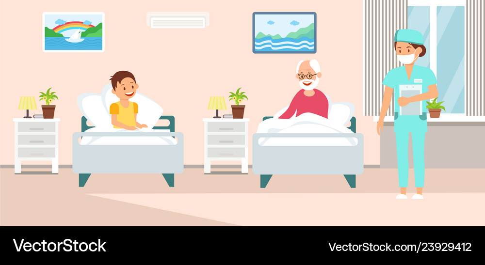 Inpatient treatment cartoon Royalty Free Vector Image