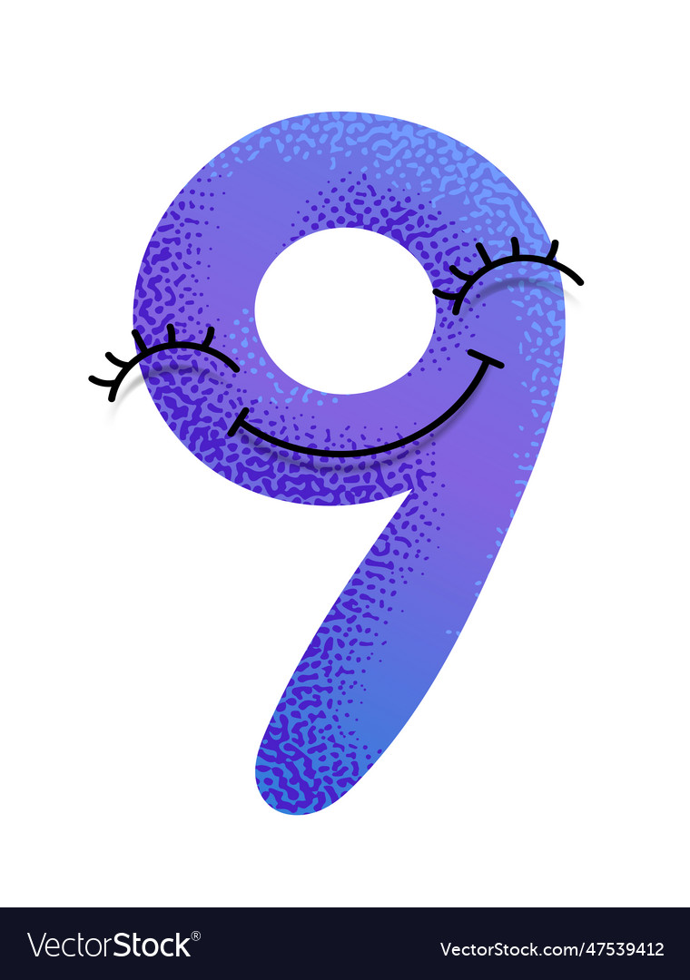 Multicolored textured figure 9 with face Vector Image