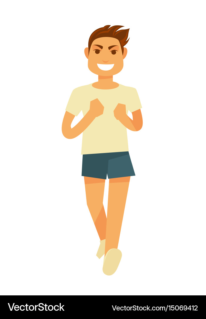 Running athletic young man with smile isolated Vector Image