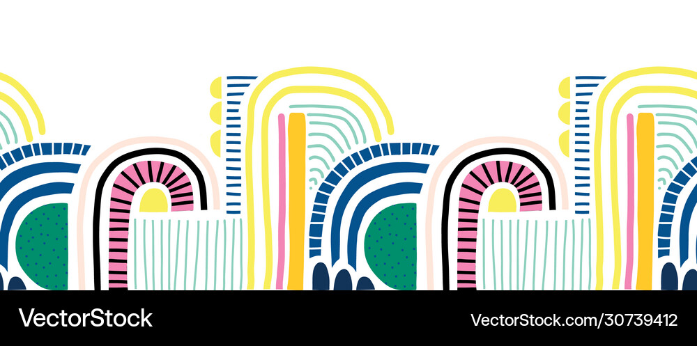 Seamless abstract doodle shapes border Royalty Free Vector