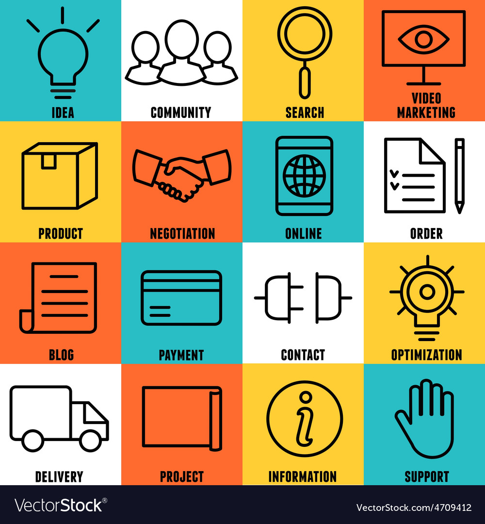 Set of linear internet service icons - part 1 Vector Image