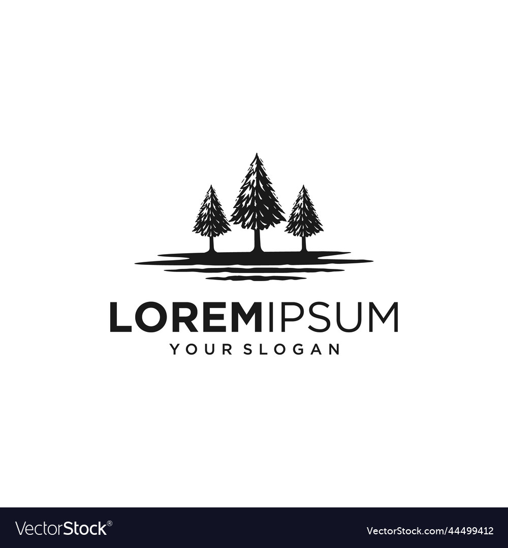 Three pine trees silhouette logo Royalty Free Vector Image