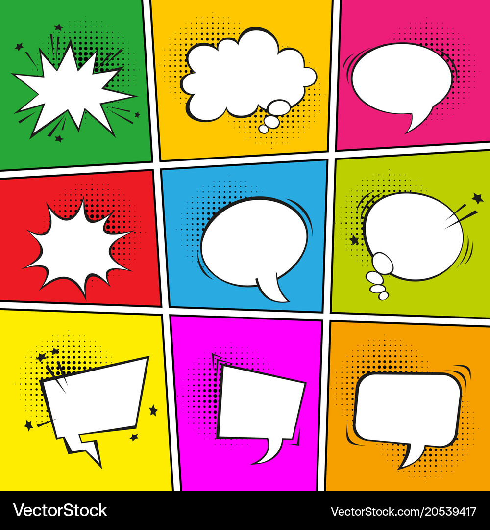 Collection colorful empty pop art retro bubble Vector Image