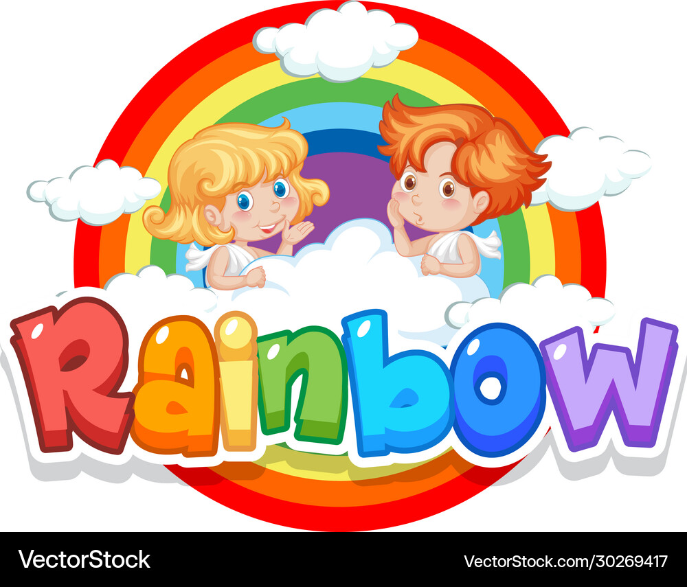 Font design for word rainbow with rainbow Vector Image