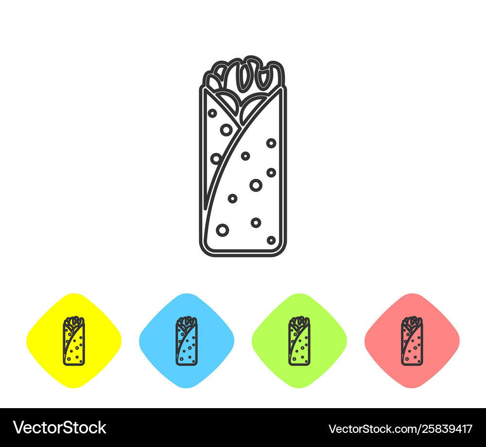 Grey burrito line icon isolated on white Vector Image