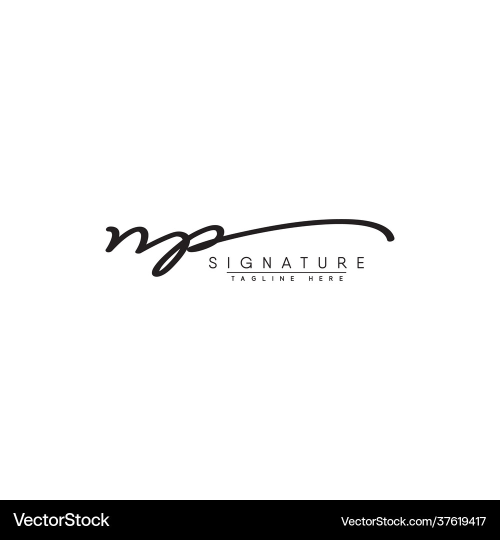 Initial letter np logo - handwritten signature Vector Image