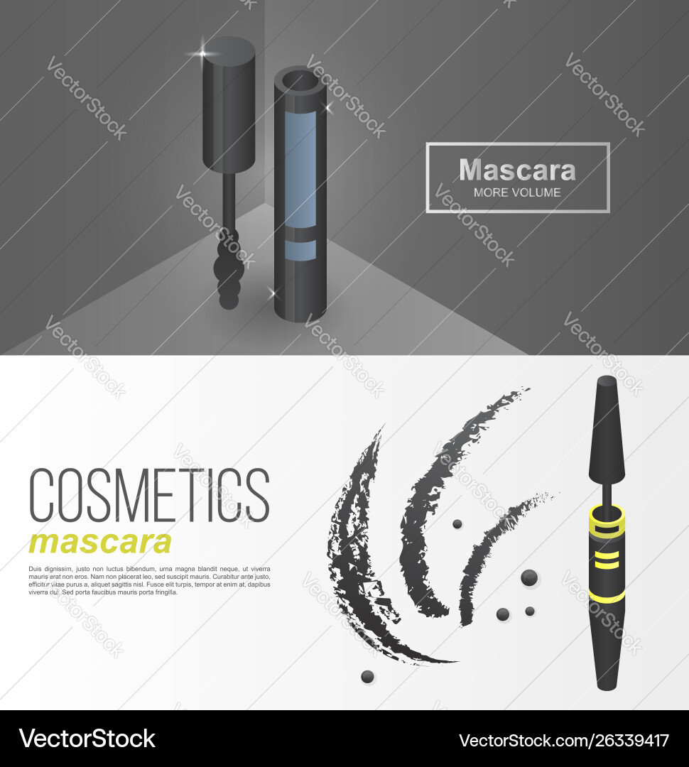 Luxury mascara banner set isometric style Vector Image