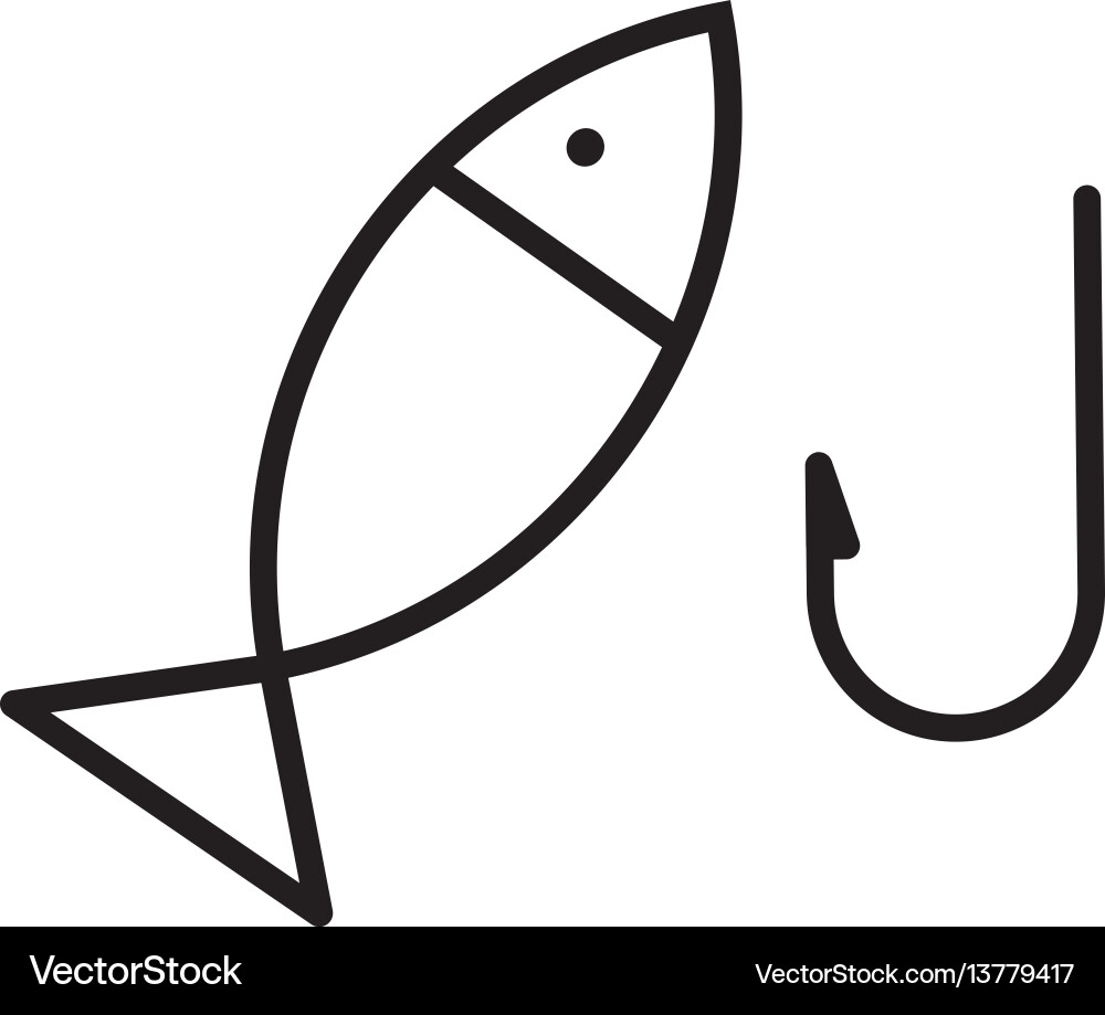 Outline icon fishing Royalty Free Vector Image