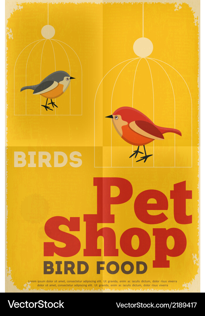 Pet shop poster bird Royalty Free Vector Image