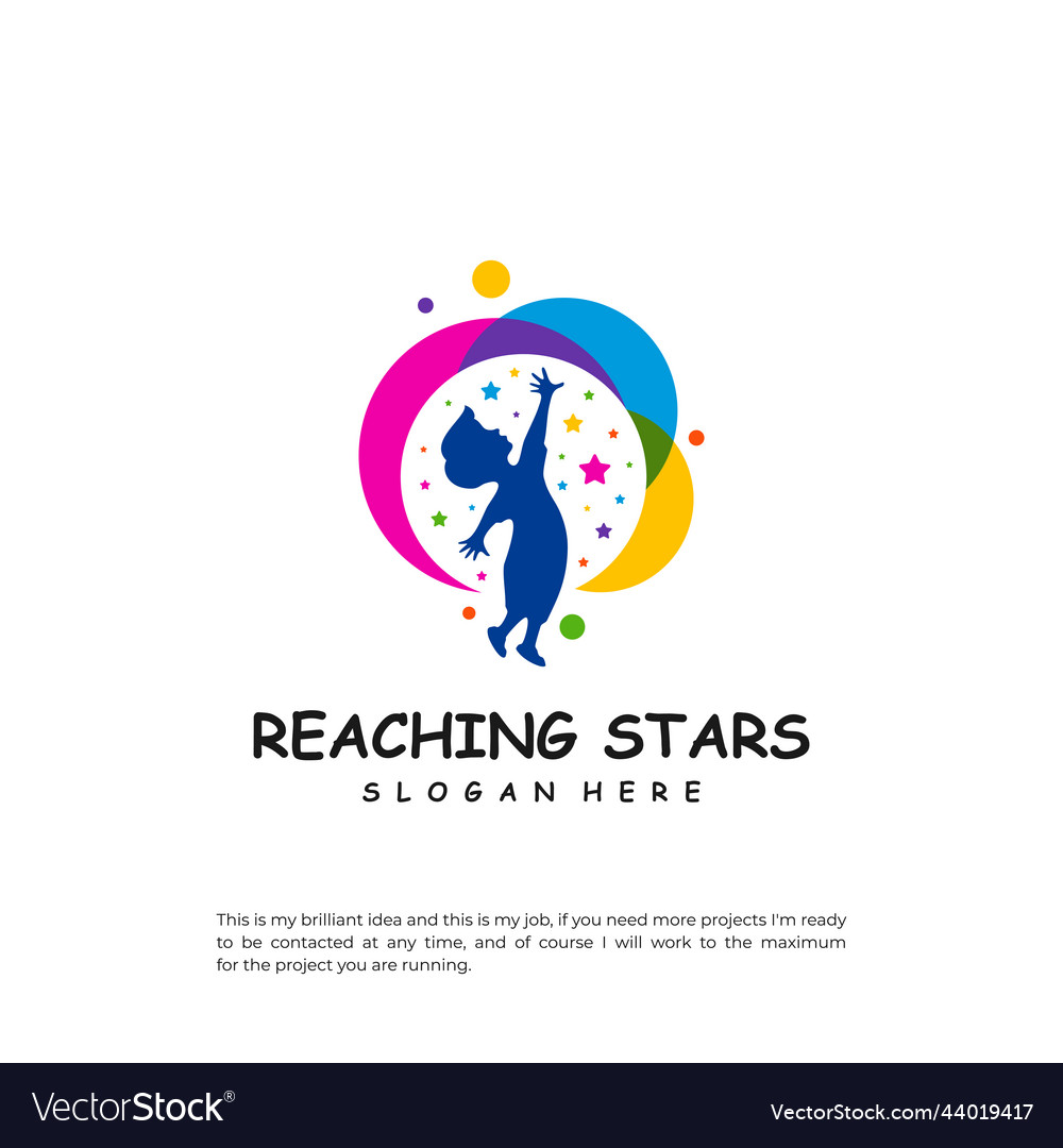 Reaching stars logo design template dream star Vector Image