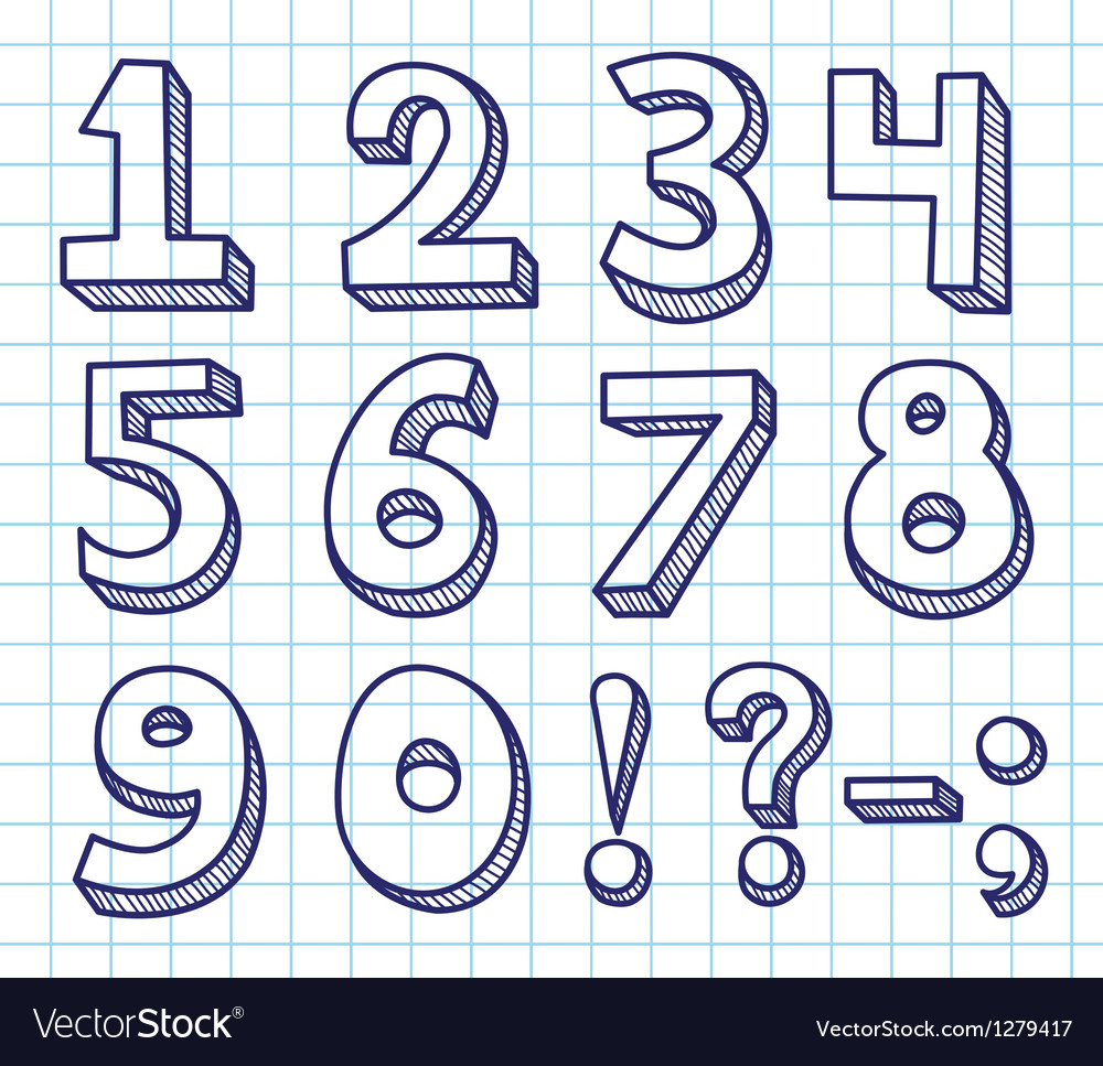 Scribble numbers Royalty Free Vector Image - VectorStock