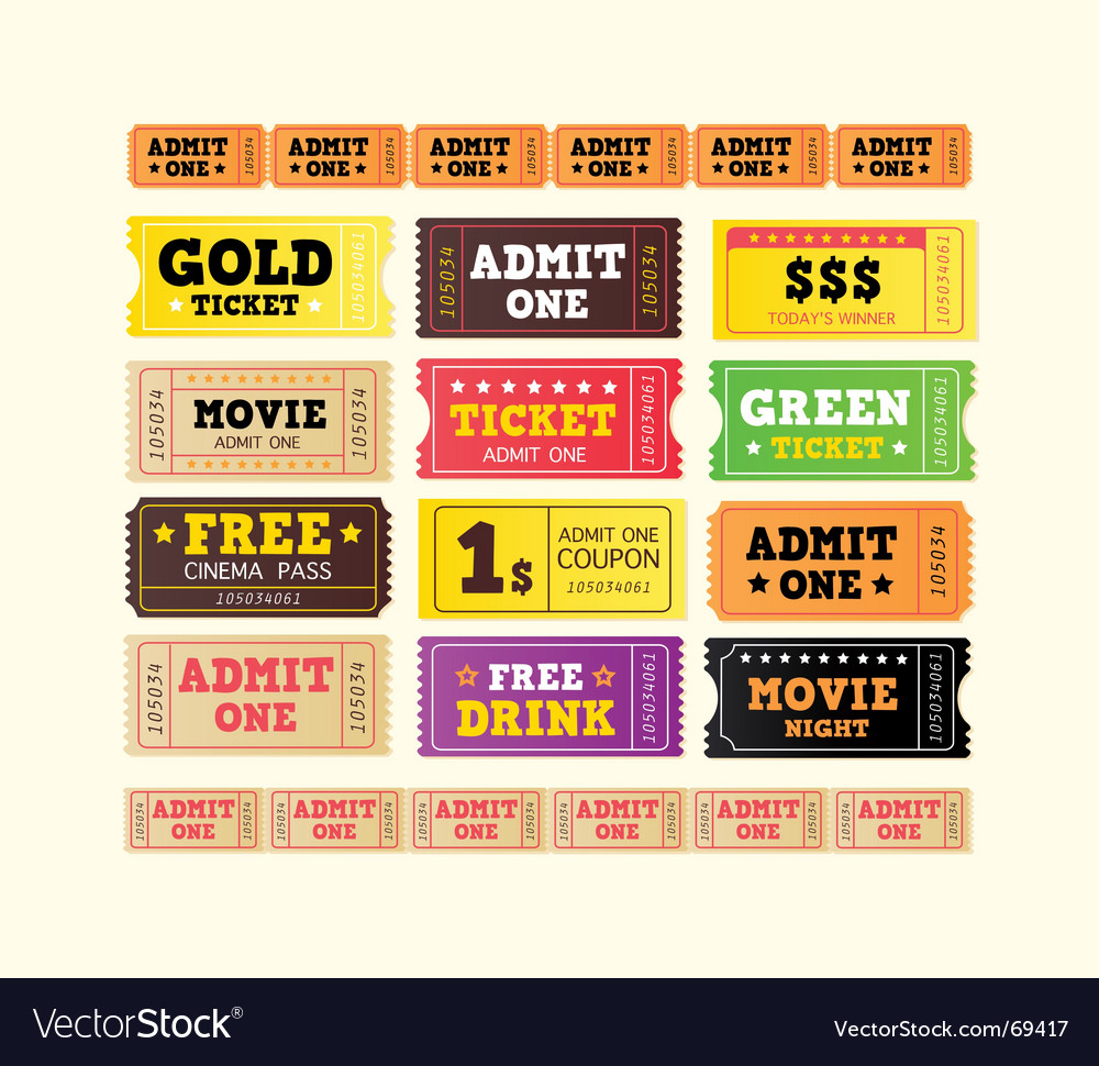 Vintage cinema tickets Royalty Free Vector Image