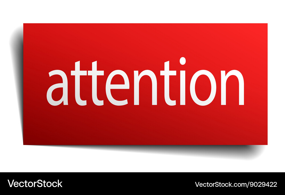 Attention red paper sign isolated on white Vector Image