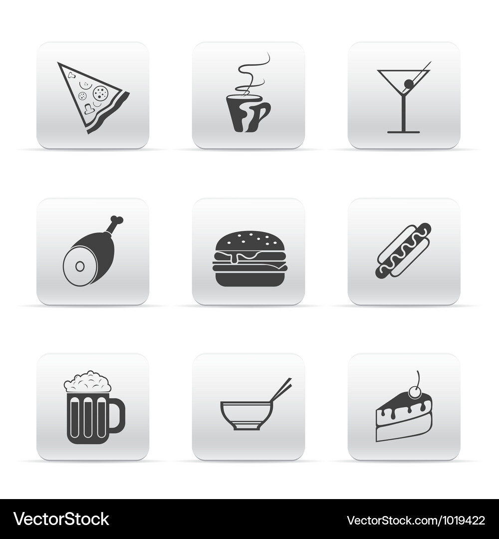 Button set icons food and drink Royalty Free Vector Image