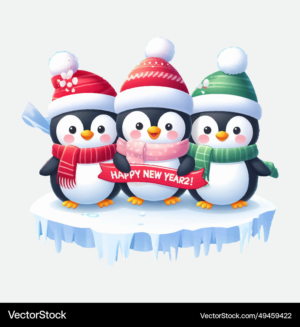 Christmas penguins new year file Royalty Free Vector Image