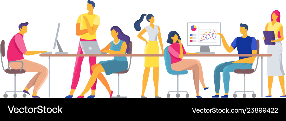 Coworkers workplace team working together in Vector Image