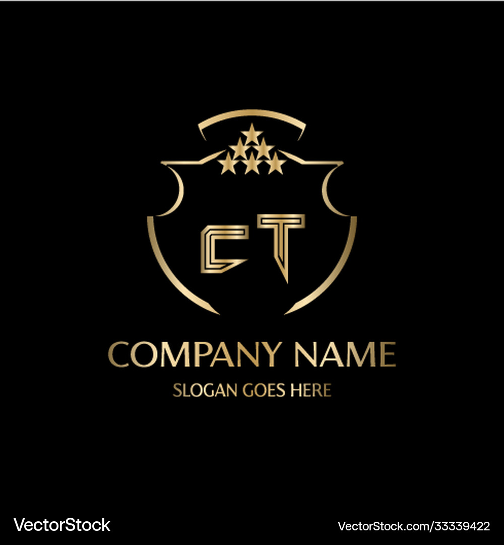Ct letter initial with royal luxury logo template Vector Image