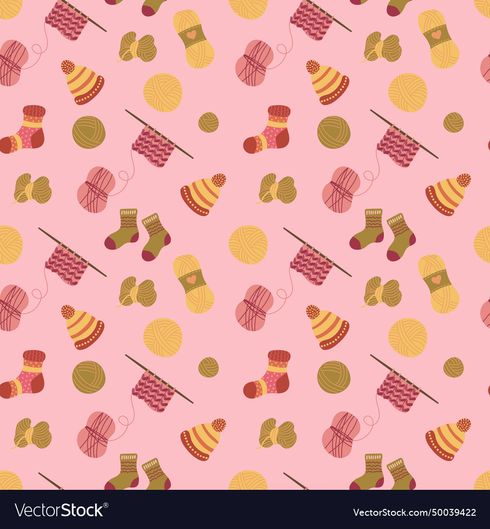 Knitting a seamless pattern Royalty Free Vector Image