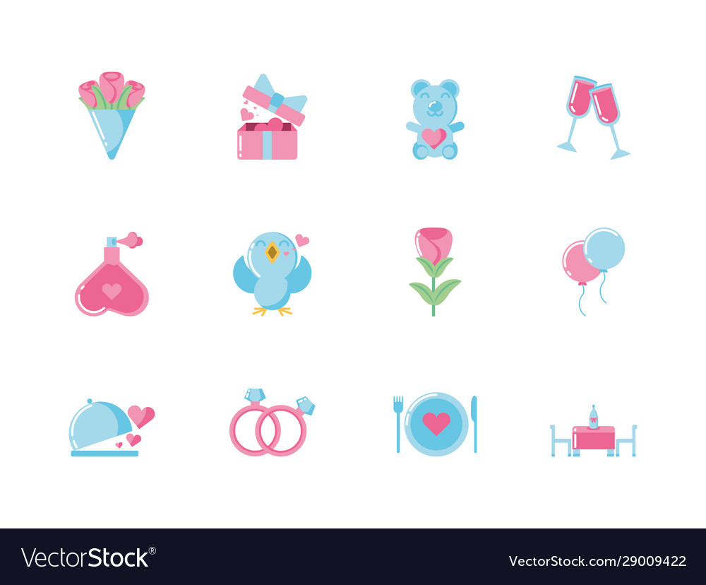 Love and valentines day icon set design Royalty Free Vector