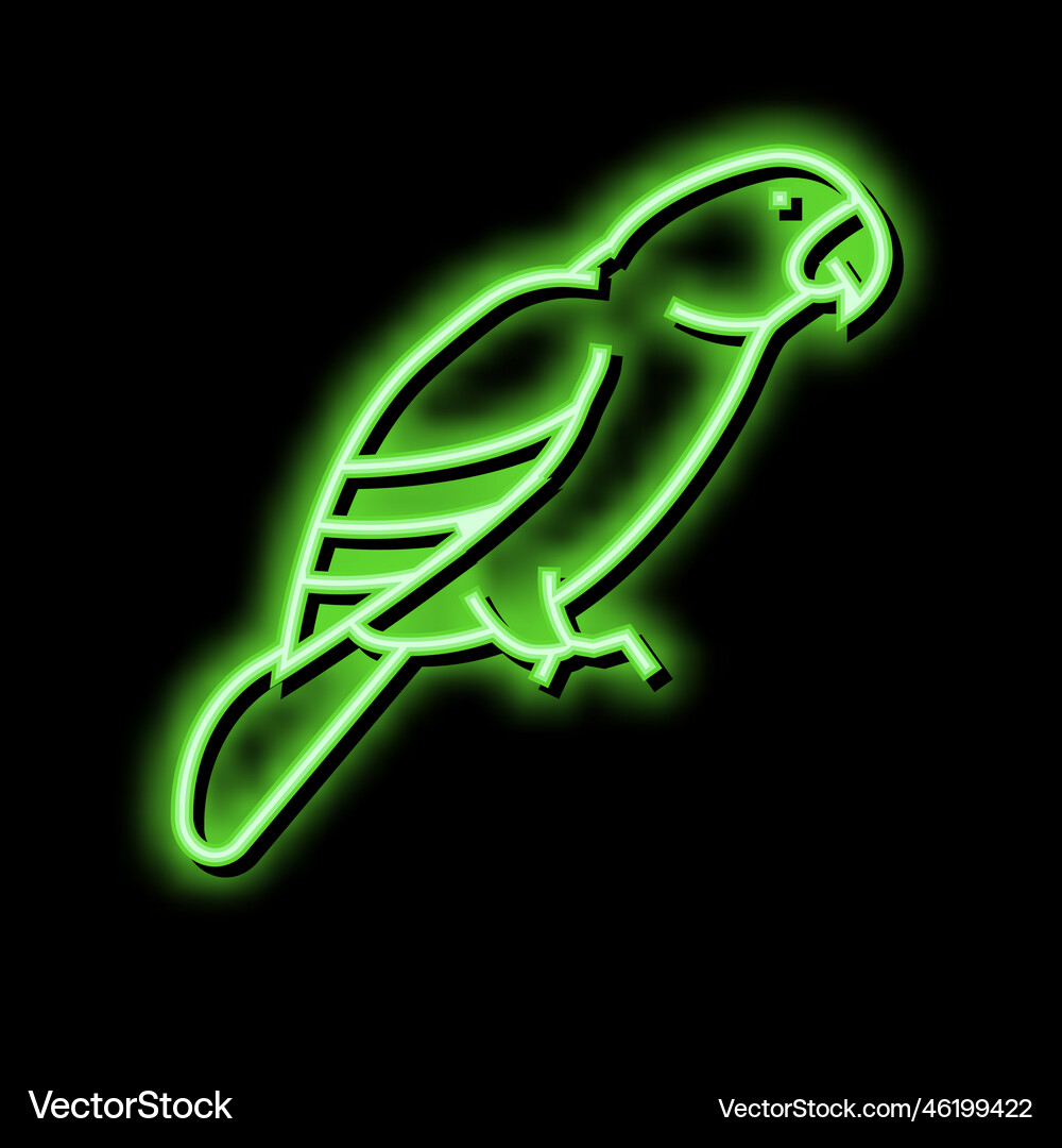 Parrot bird pet neon glow icon Royalty Free Vector Image