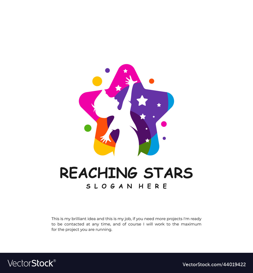 Reaching stars logo design template dream star Vector Image