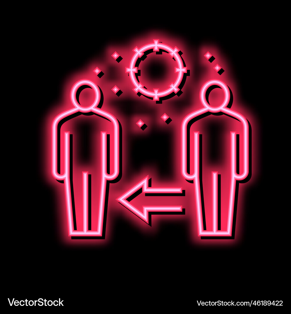 Safe distance human neon glow icon Royalty Free Vector Image