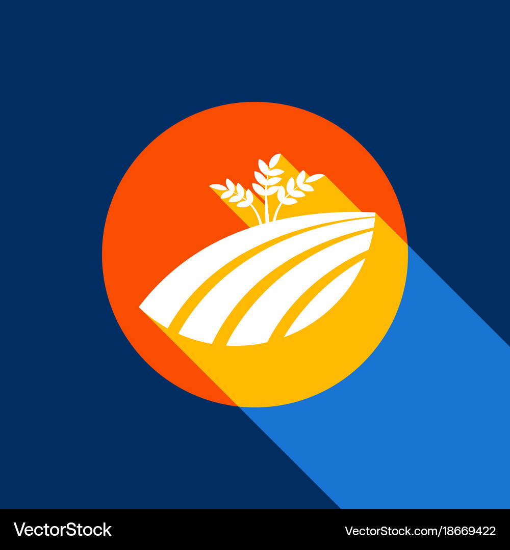 Wheat field sign white icon on tangelo Royalty Free Vector