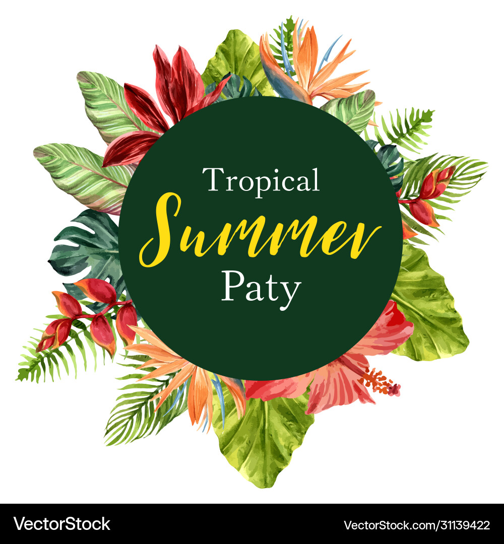Wreath design with tropical theme colorful Vector Image