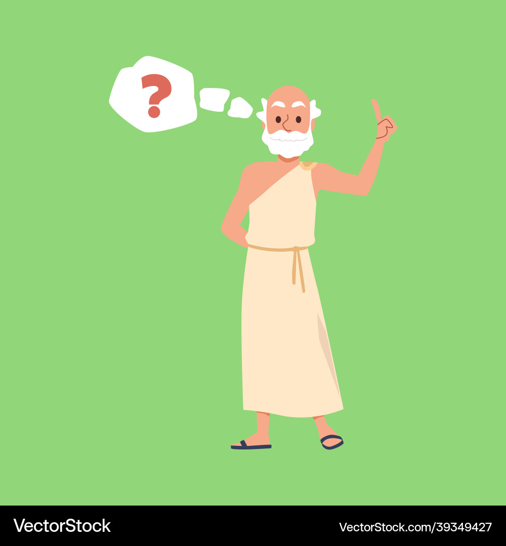 Ancient greek philosopher pondering on philosophy Vector Image