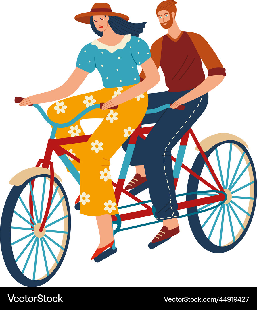 Bicycle riding together young healthy Royalty Free Vector
