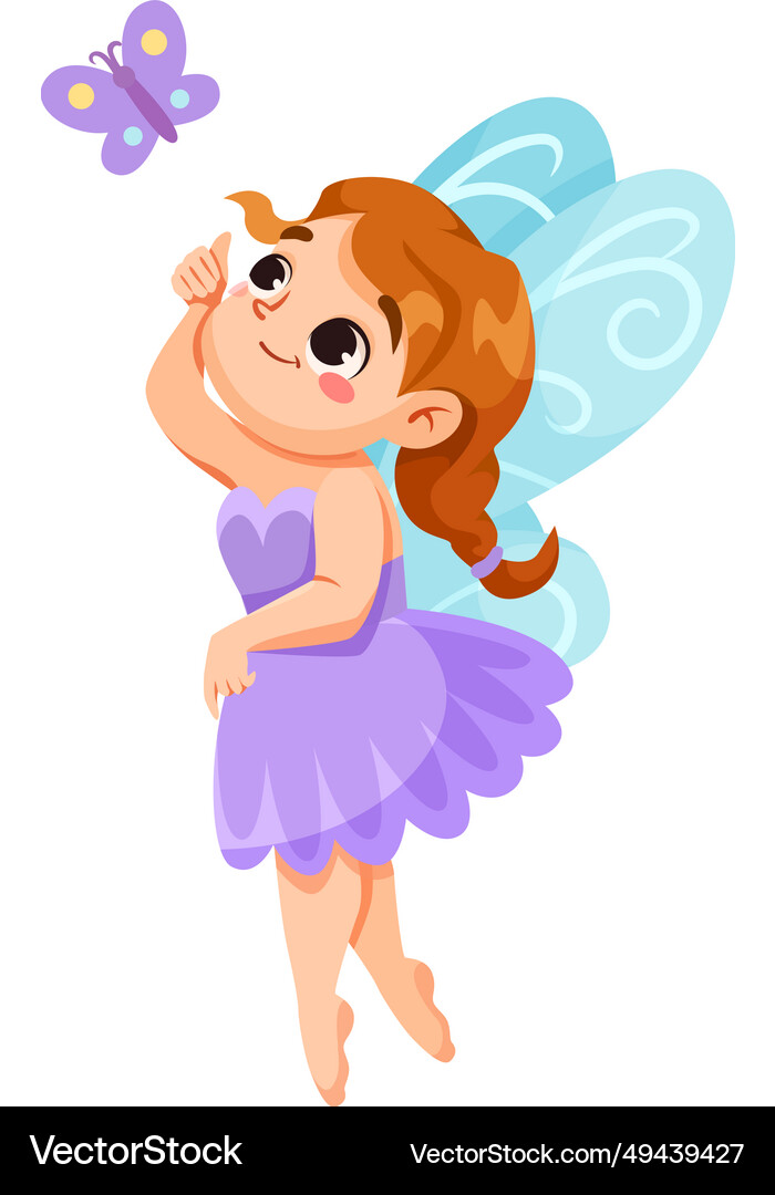 Cute fairy and little pixie with wings Royalty Free Vector