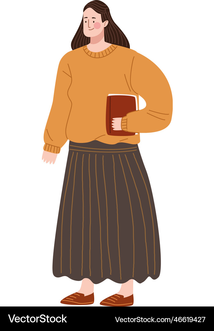 Female teacher with book Royalty Free Vector Image