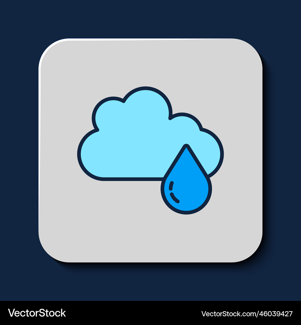 Filled outline cloud with rain icon isolated Vector Image