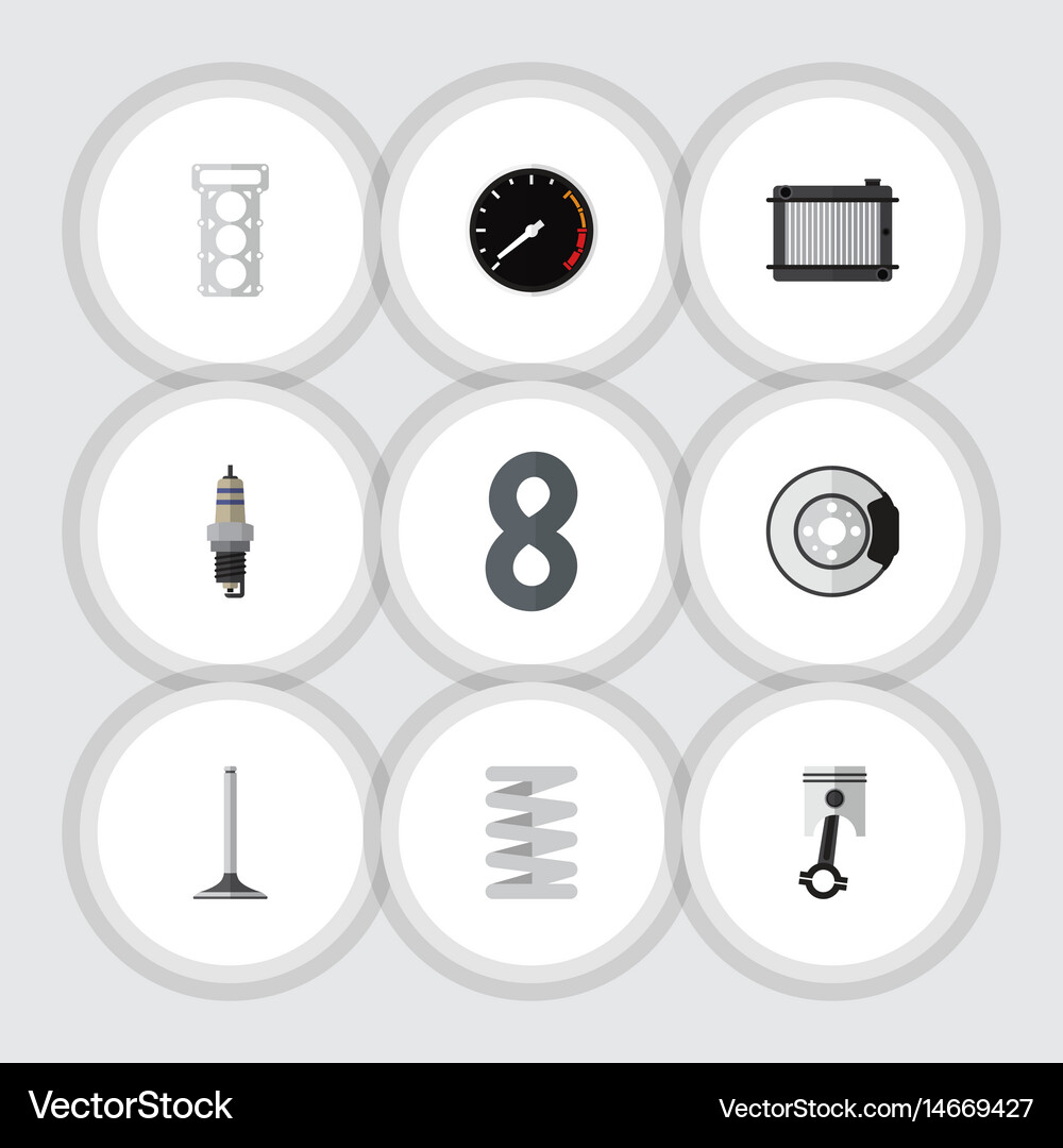 Flat auto set of car segment crankshaft Royalty Free Vector