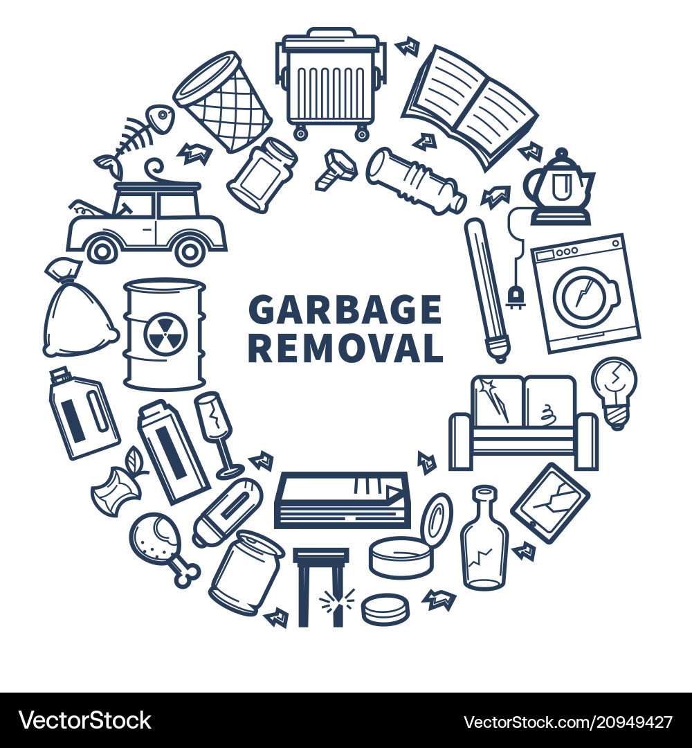 Garbage removal promo monochrome emblem Royalty Free Vector