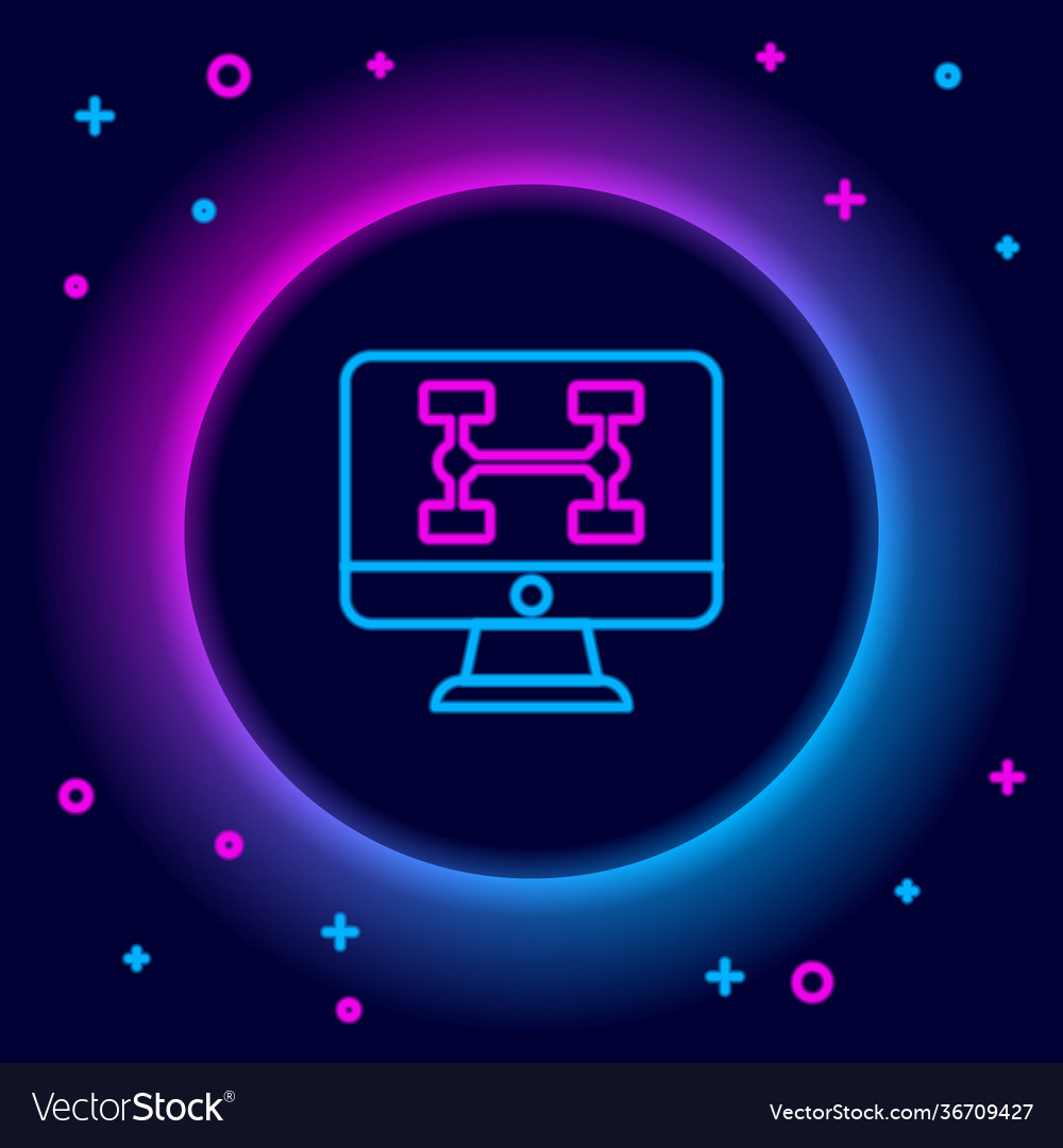 Glowing neon line hardware diagnostics condition Vector Image Glowing neon line hardware diagnostics condition Vector Image