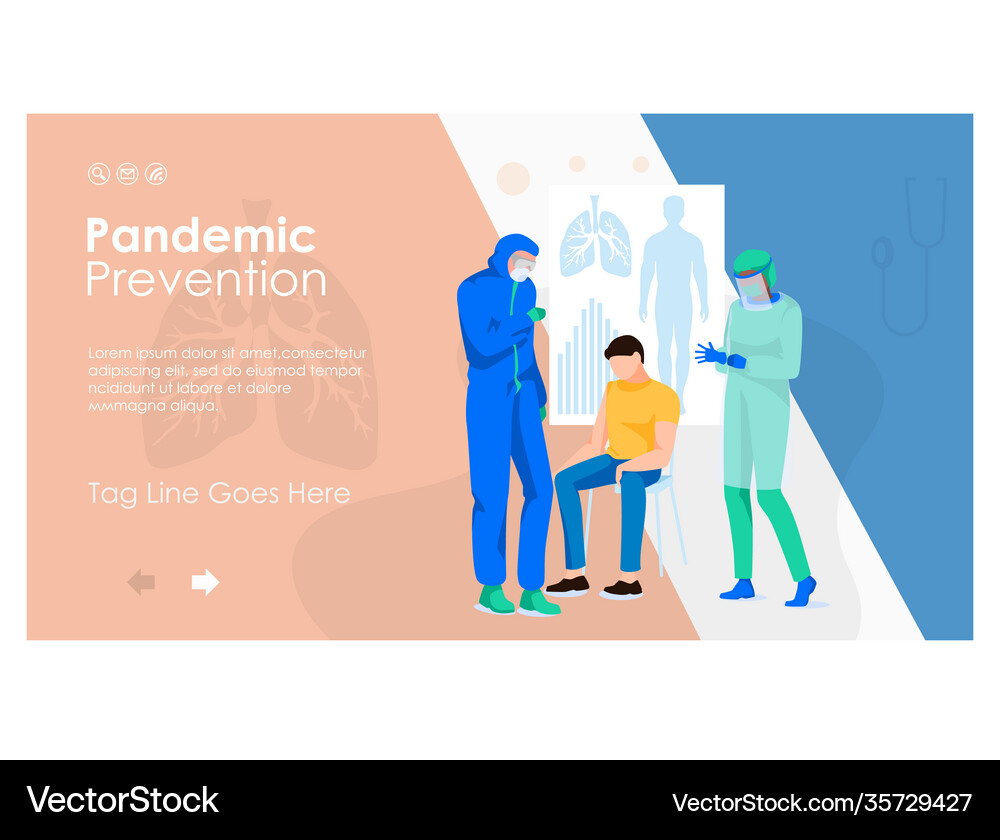 Pandemic prevention landing page Royalty Free Vector Image