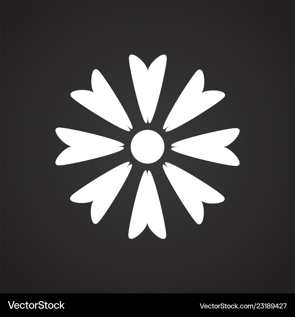 Spring flower icon on black background for graphic